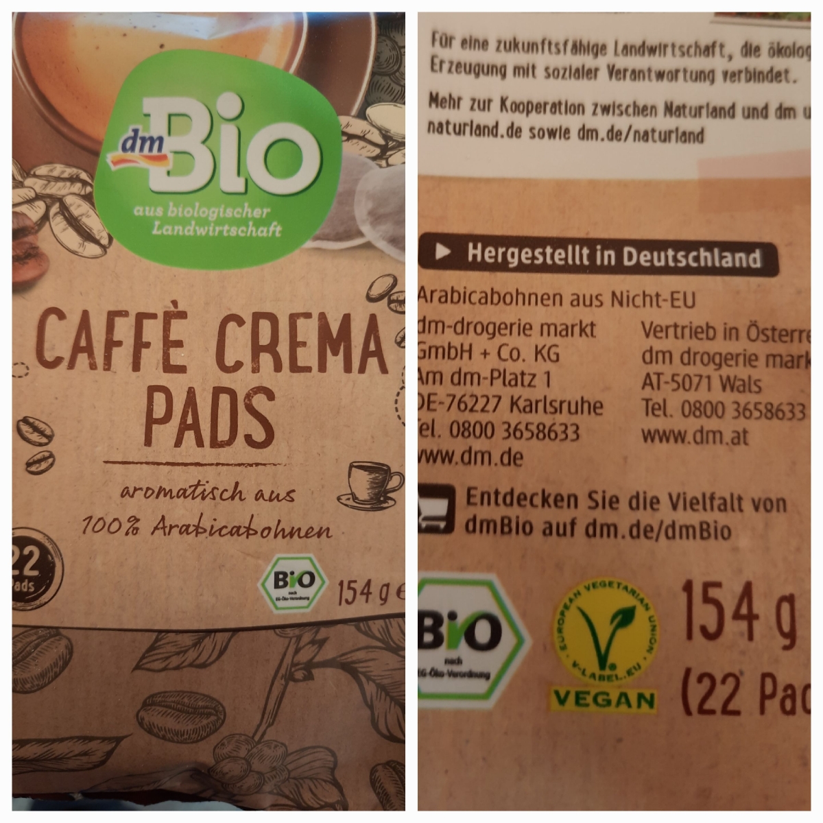Caffé Crema Pads from dmBio - Vegan Product Reviews & Ratings | abillion
