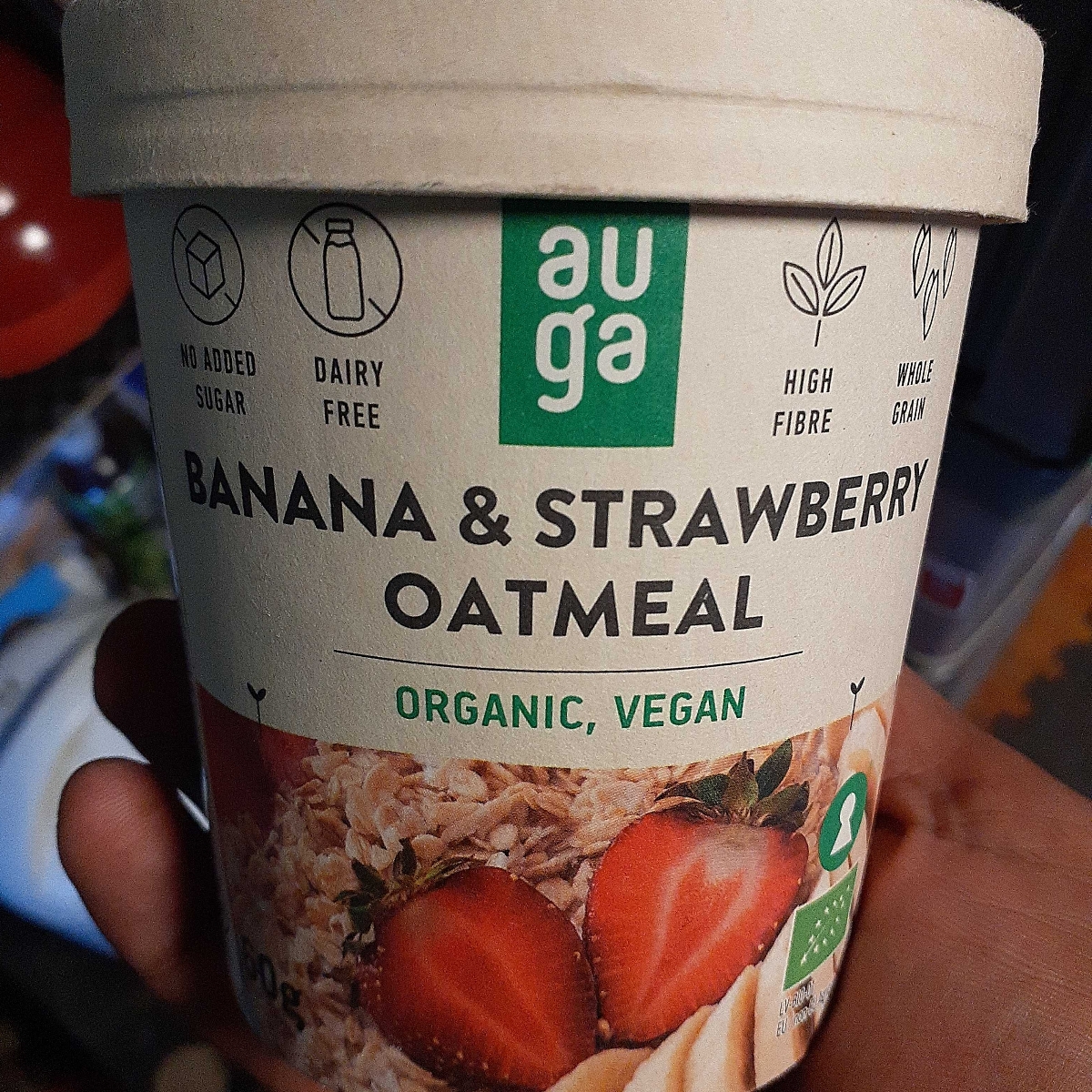 banana and strawberry oatmeal from Auga - Vegan Product Reviews & Ratings | abillion