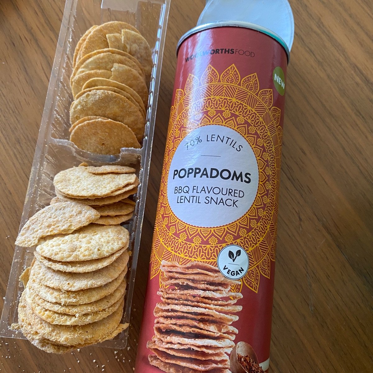 70% Lentils Poppadoms BBQ flavoured lentil snack from Woolworths Food ...