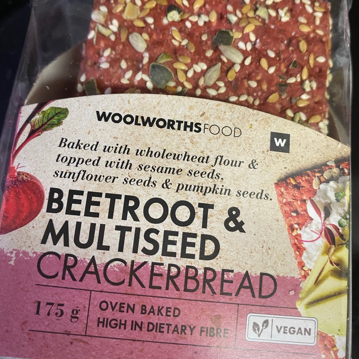 Beetroot & multi seed cracker bread from Woolworths - Vegan Product ...