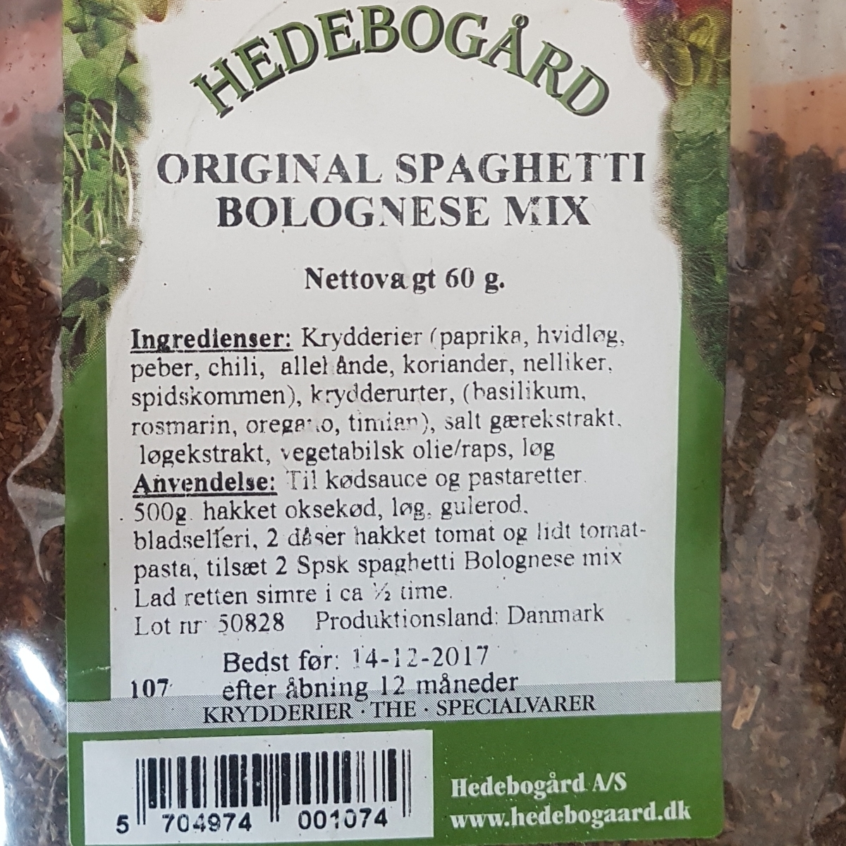 Original spaghetti bolognese mix from Hedebogard - Vegan Product ...