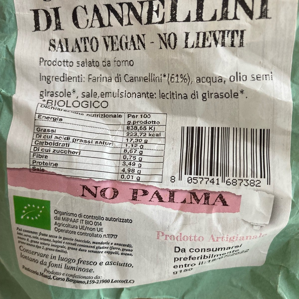 Cracker bio di cannellini from Pasticceria Manzi biologica - Vegan ...