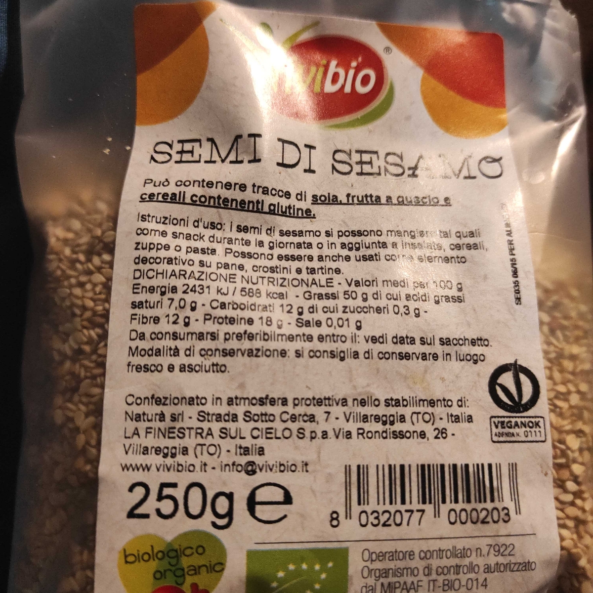 Semi di sesamo from Vivibio - Vegan Product Reviews & Ratings | abillion