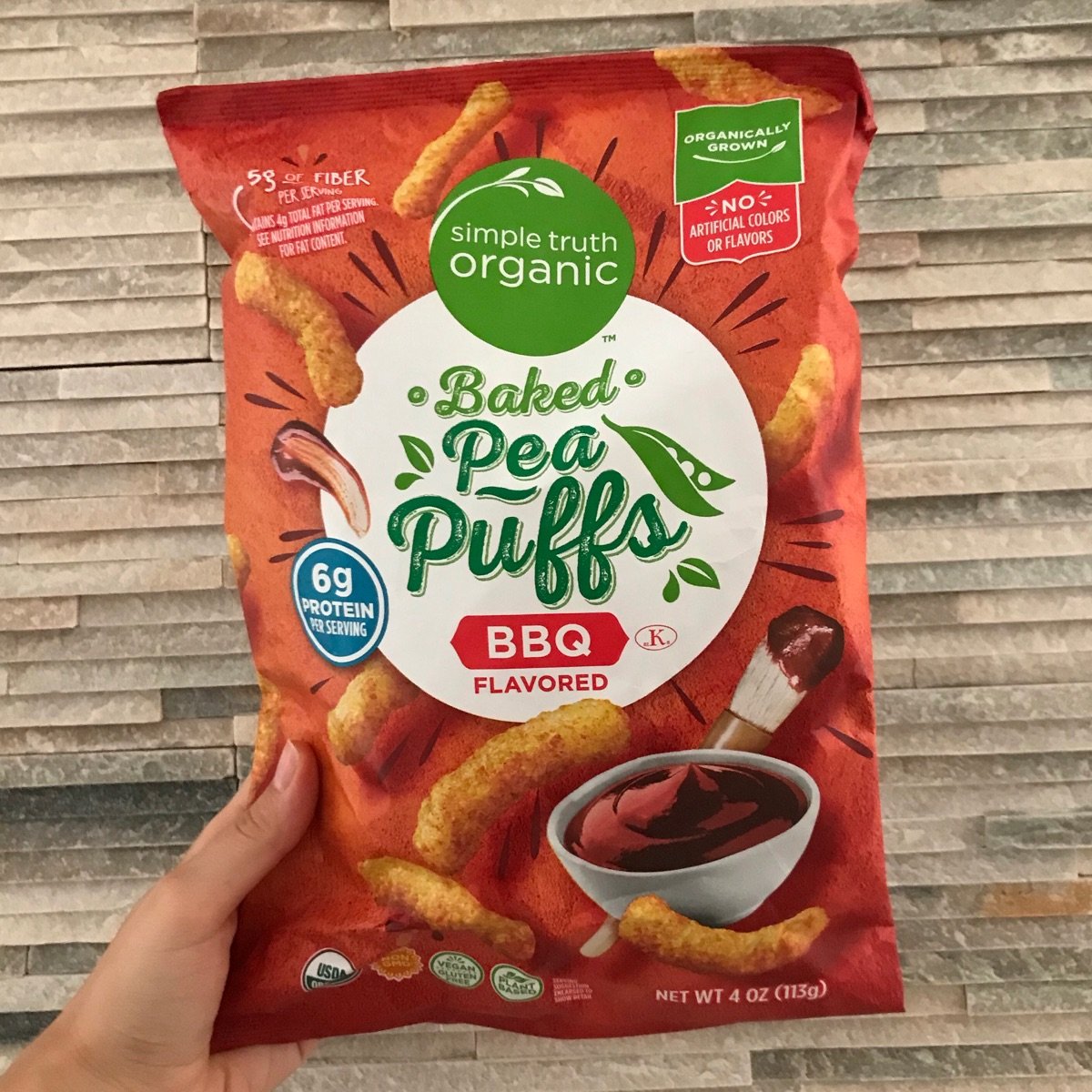 Baked pea puffs bbq flavored from Simple Truth - Vegan Product Reviews ...