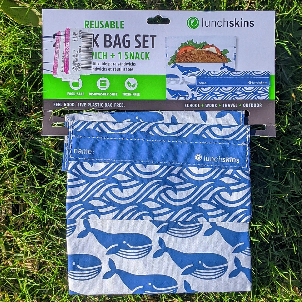 Reusable Sandwich Bag + Snack Bag 2-Pack Bundle Whale from Lunchskins ...