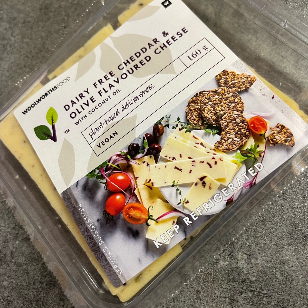 Diary free cheddar & olive flavoured cheese from Woolworths Food ...