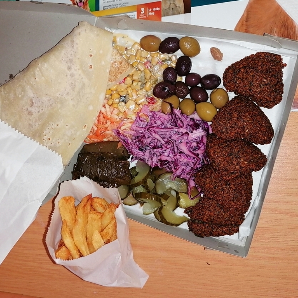 Falafel Platter Box Meze at Yalla Authentic Middle Eastern Food ...