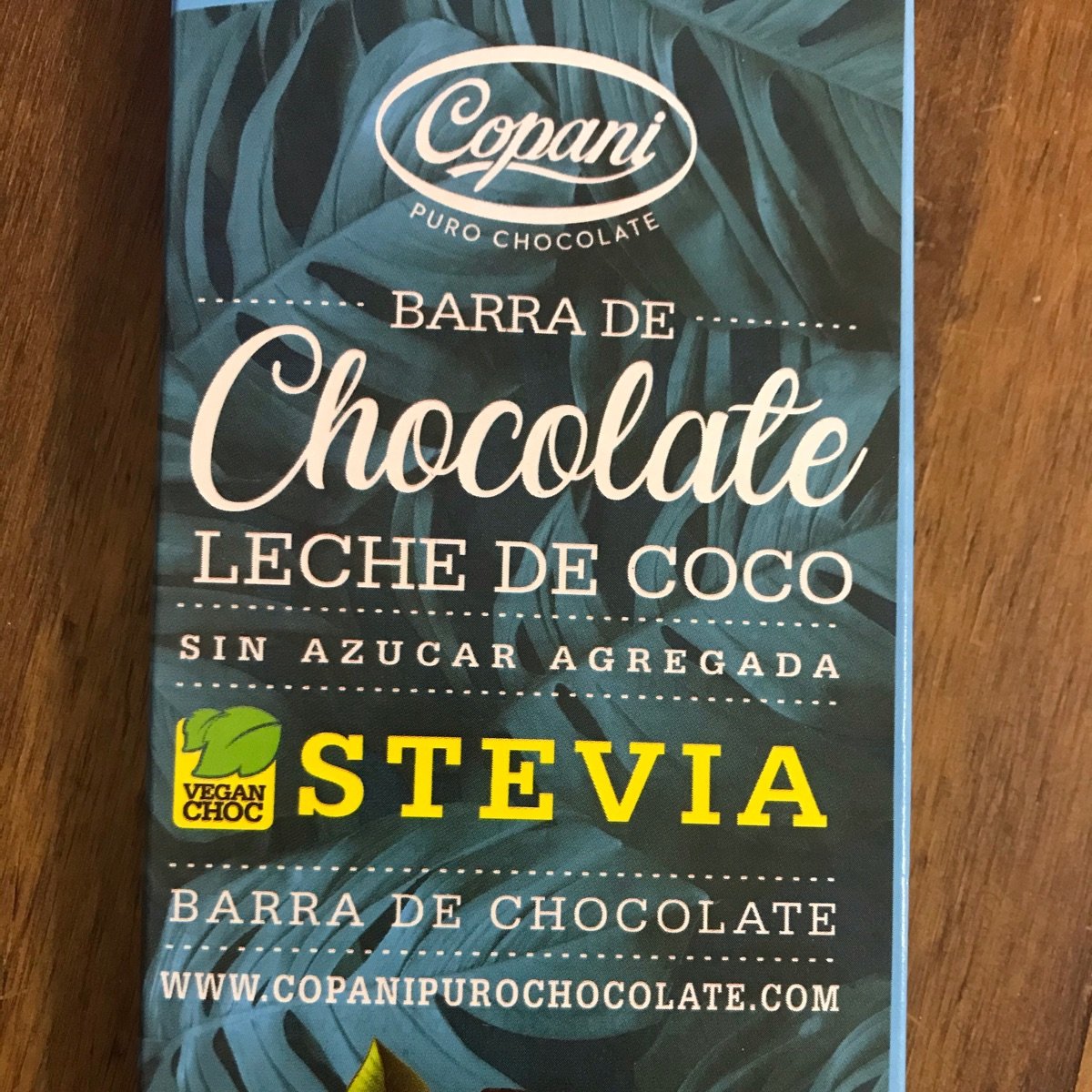 Barra de chocolate con leche de coco endulzado con stevia from Copani ...