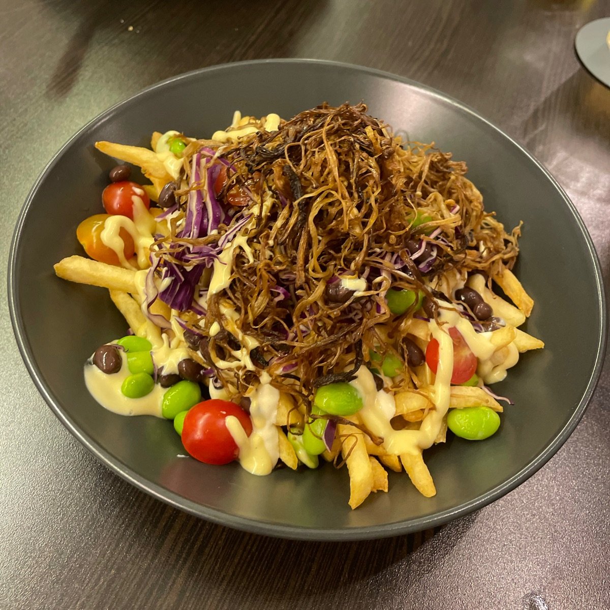 The Loaded Enoki Shoestring Fries at Well Loft, Singapore - Vegan Dish ...