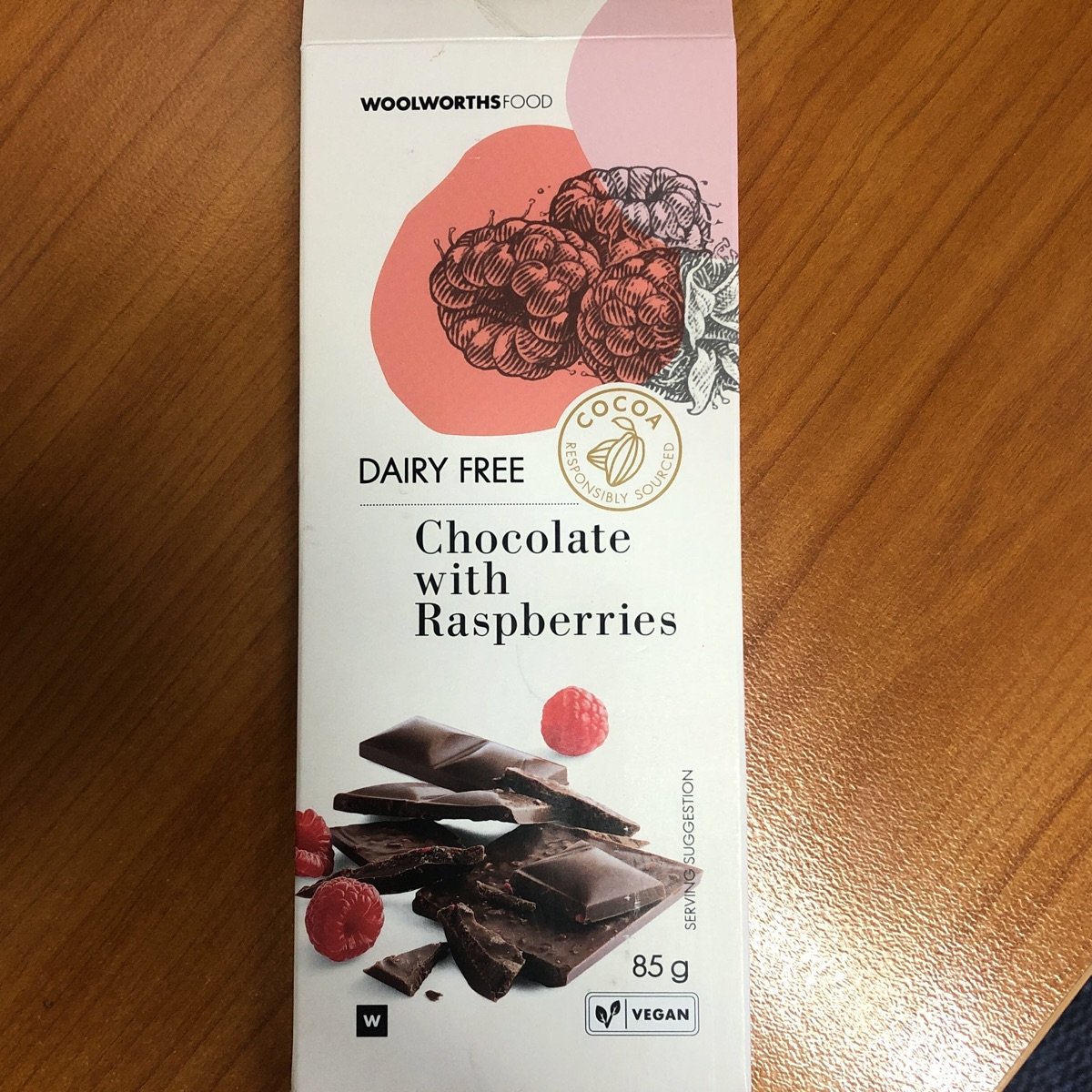 Dairy free chocolate with Raspberries from Woolworths - Vegan Product ...