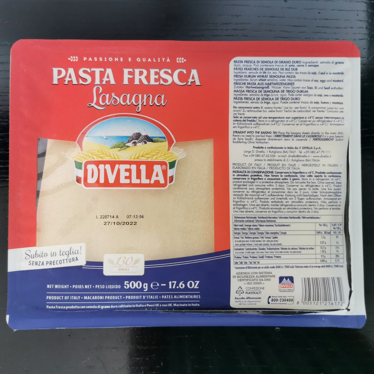 Pasta fresca lasagna from Divella - Vegan Product Reviews & Ratings ...