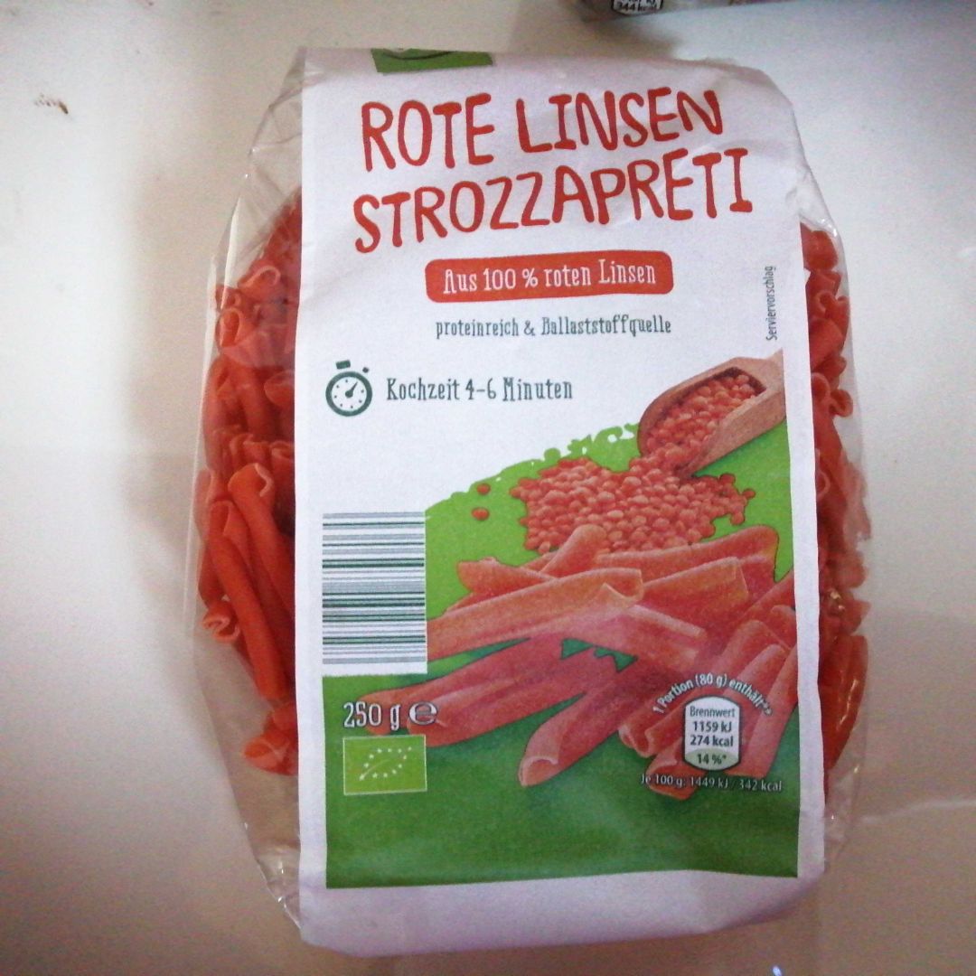 Rote Linsen Strozzapreti from ALDI - Vegan Product Reviews & Ratings ...