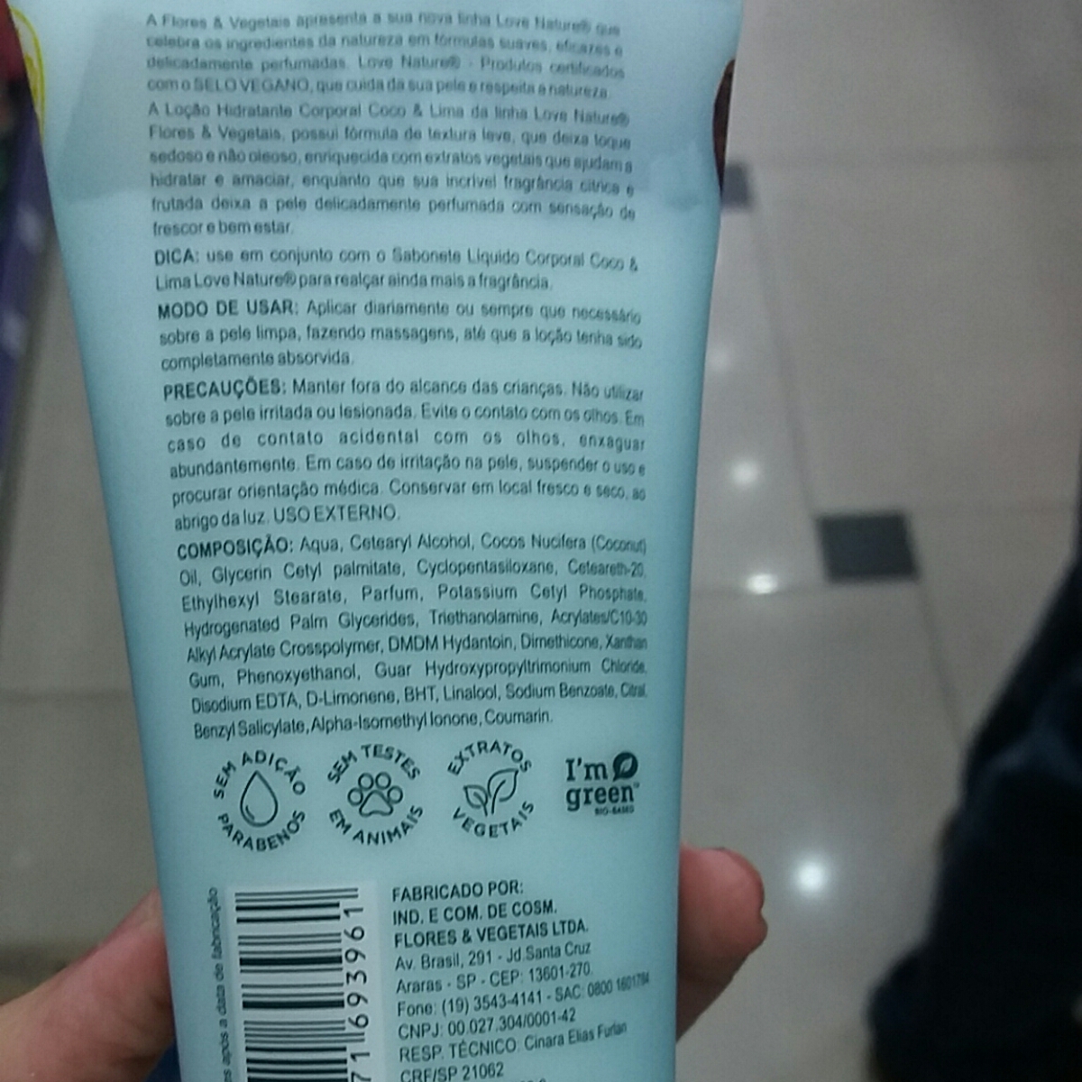 Flores & Vegetais Loção hidratante corporal Coco e Lima- linha Love ...