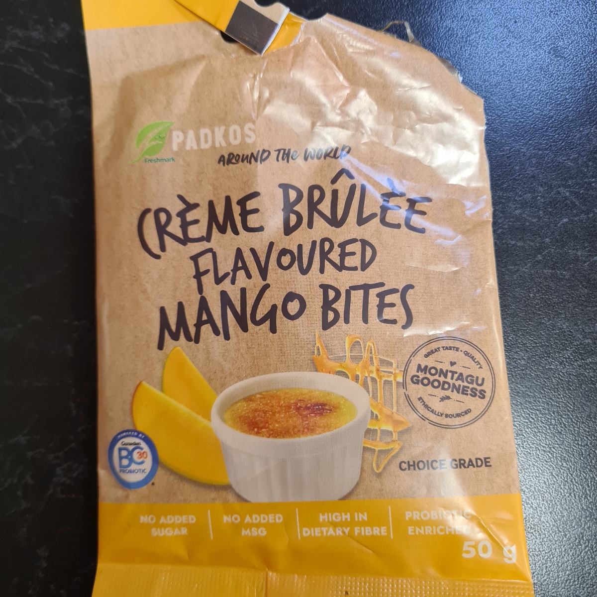 Creme Brûlée Flavoured Mango Bites from Freshmark - Vegan Product ...