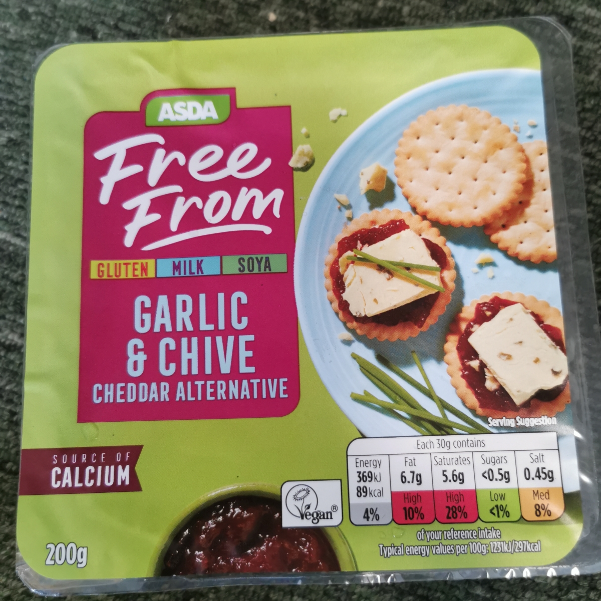Free From Garlic and Chive Cheddar Cheese from ASDA - Vegan Product ...