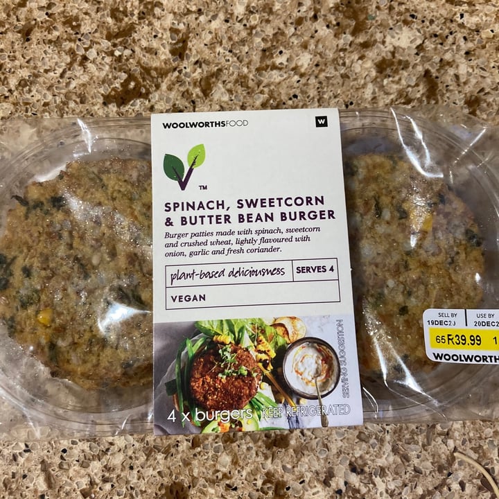 Woolworths Food Spinach, Sweetcorn & Butter Bean Burger Review | abillion