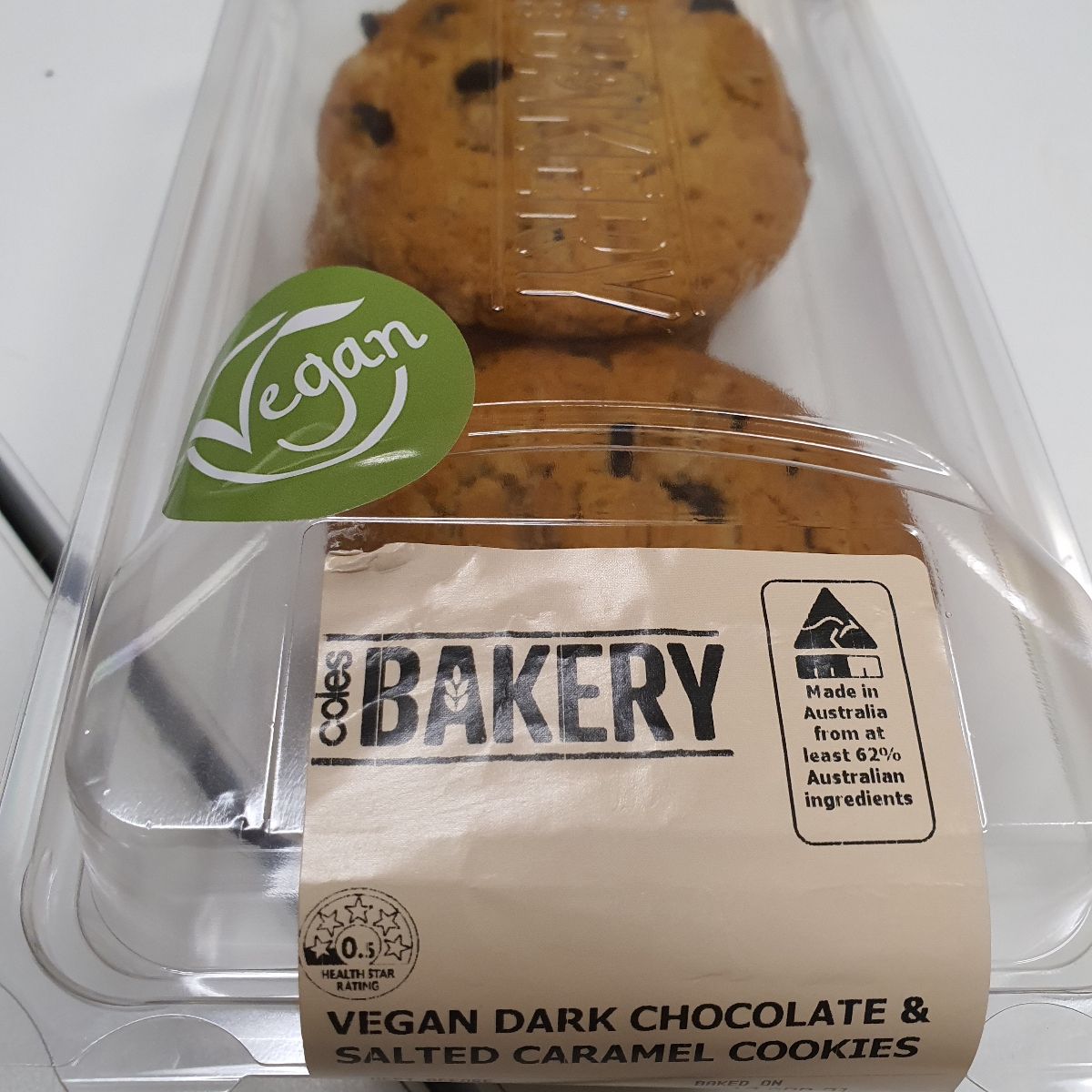 Dark chocolate and Salted Caramel Cookies from Coles Bakery - Vegan ...