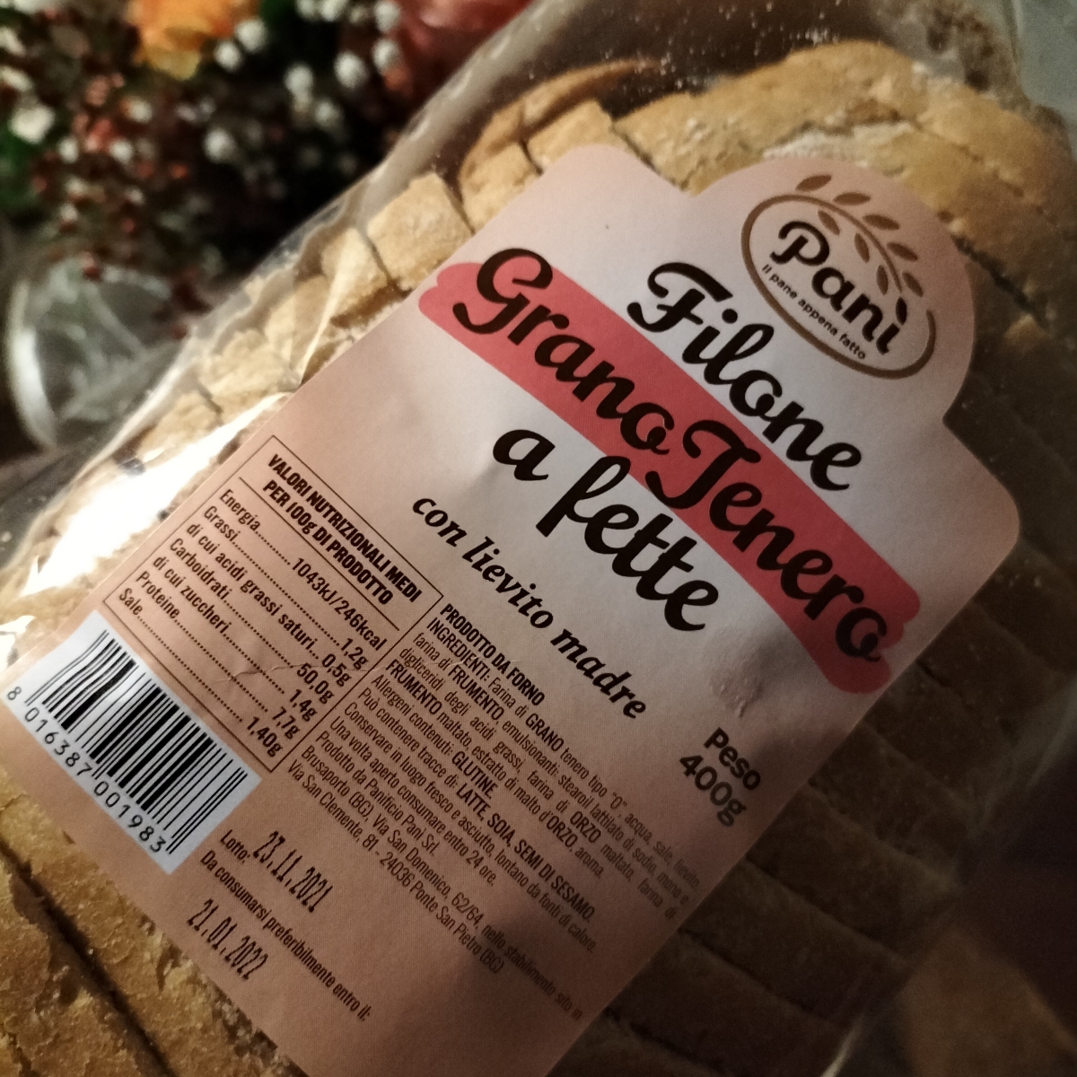 Filone grano tenero a fette from panificio pani - Vegan Product Reviews ...