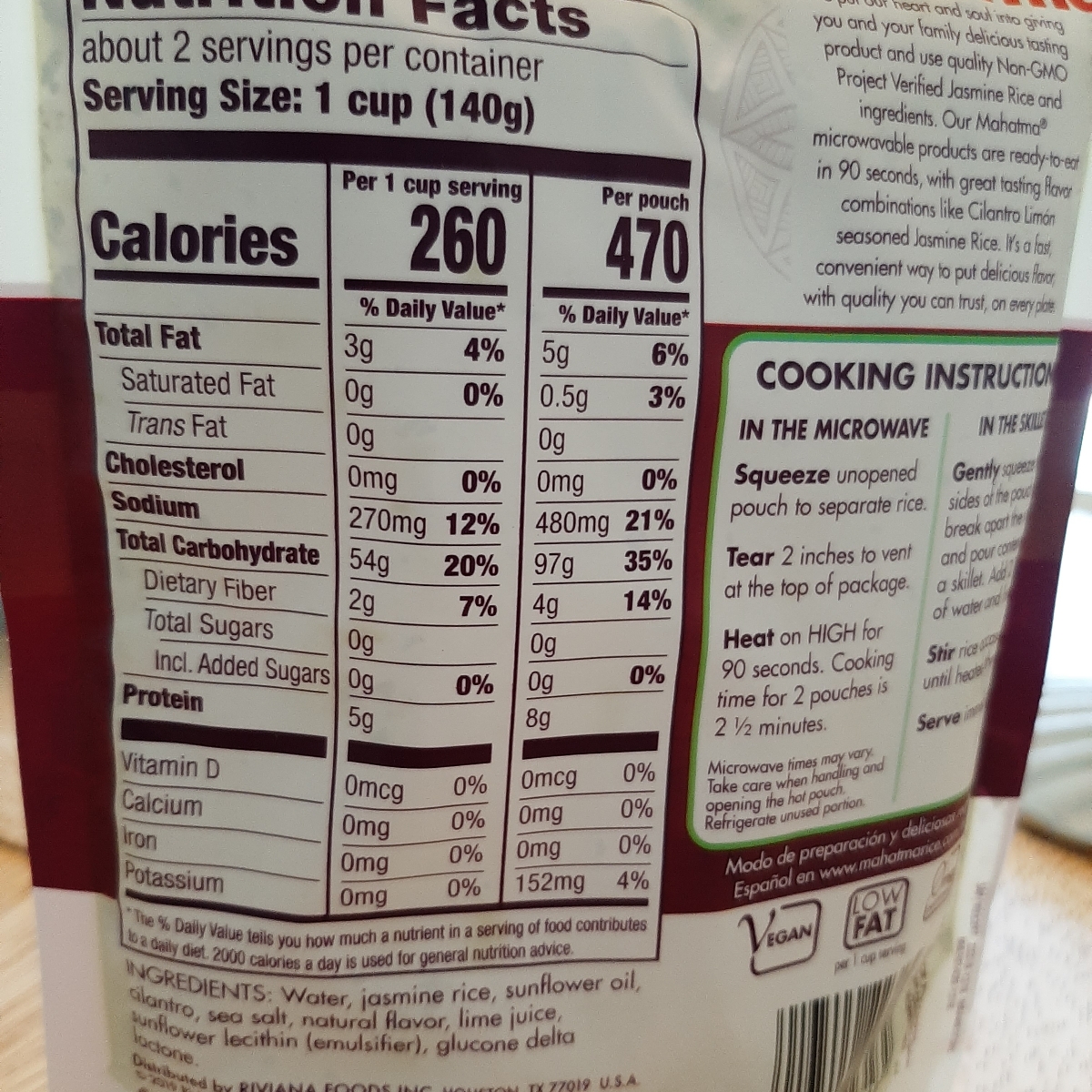 Jasmine Rice- Lime And Celantro from Mahatma - Vegan Product Reviews ...