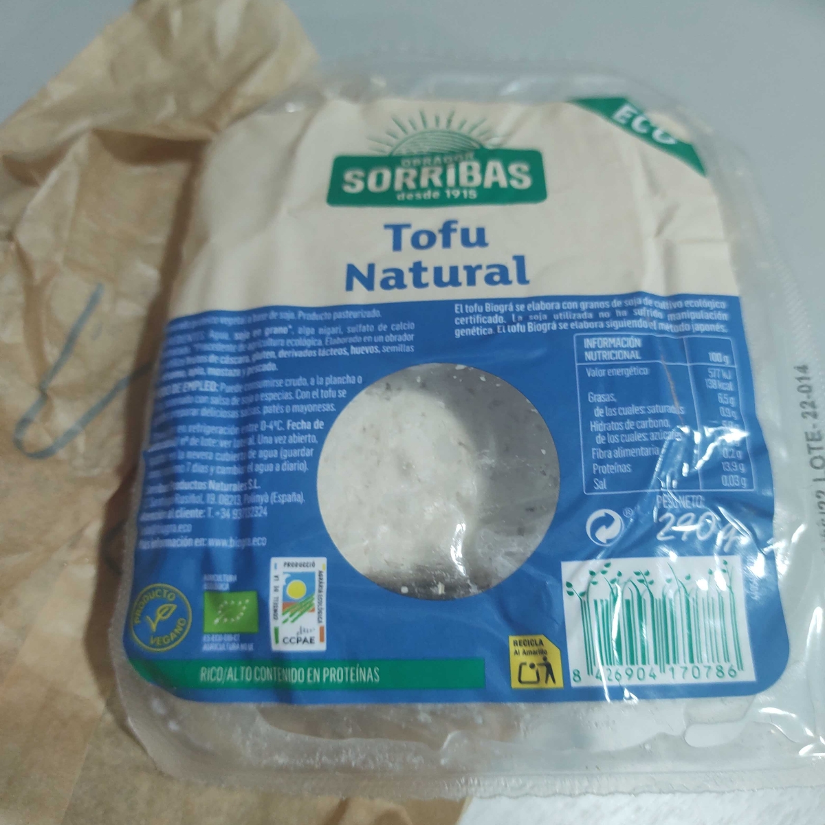 Tofu natural from Sorribas - Vegan Product Reviews & Ratings | abillion