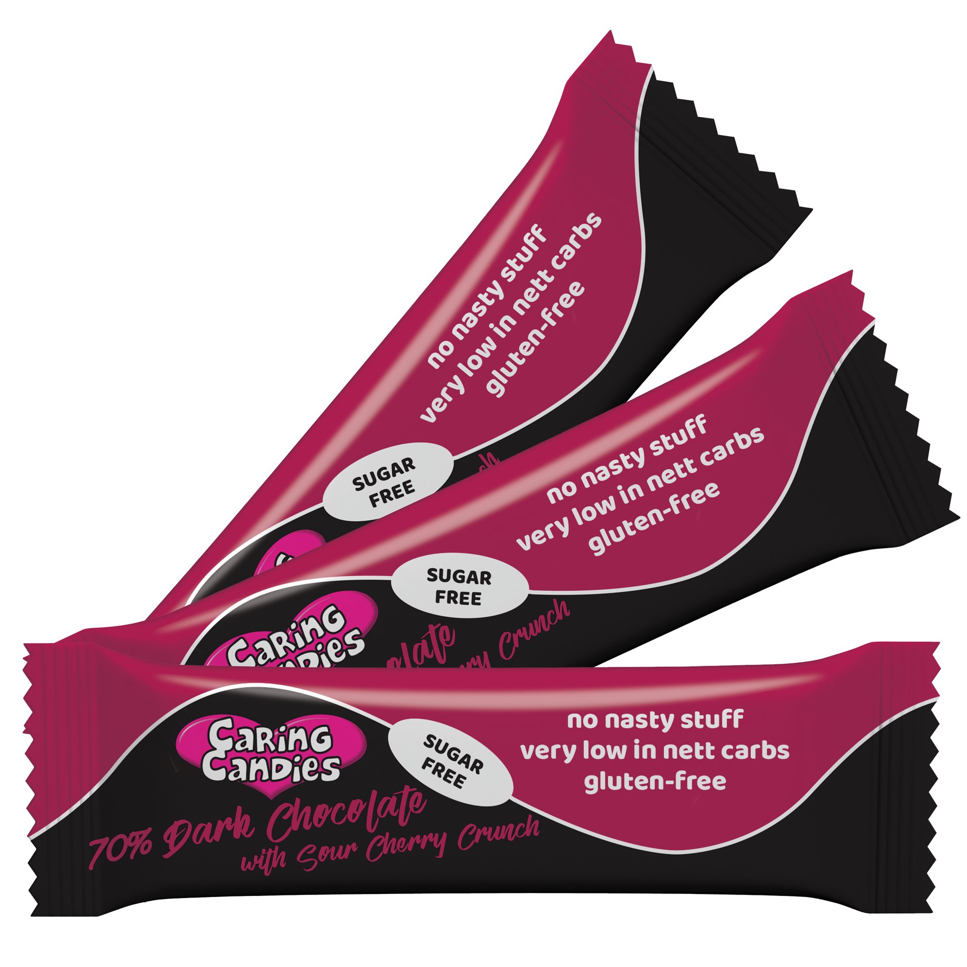 Sugar free 70% Dark Chocolate With Sour Cherry Crunch from Caring ...