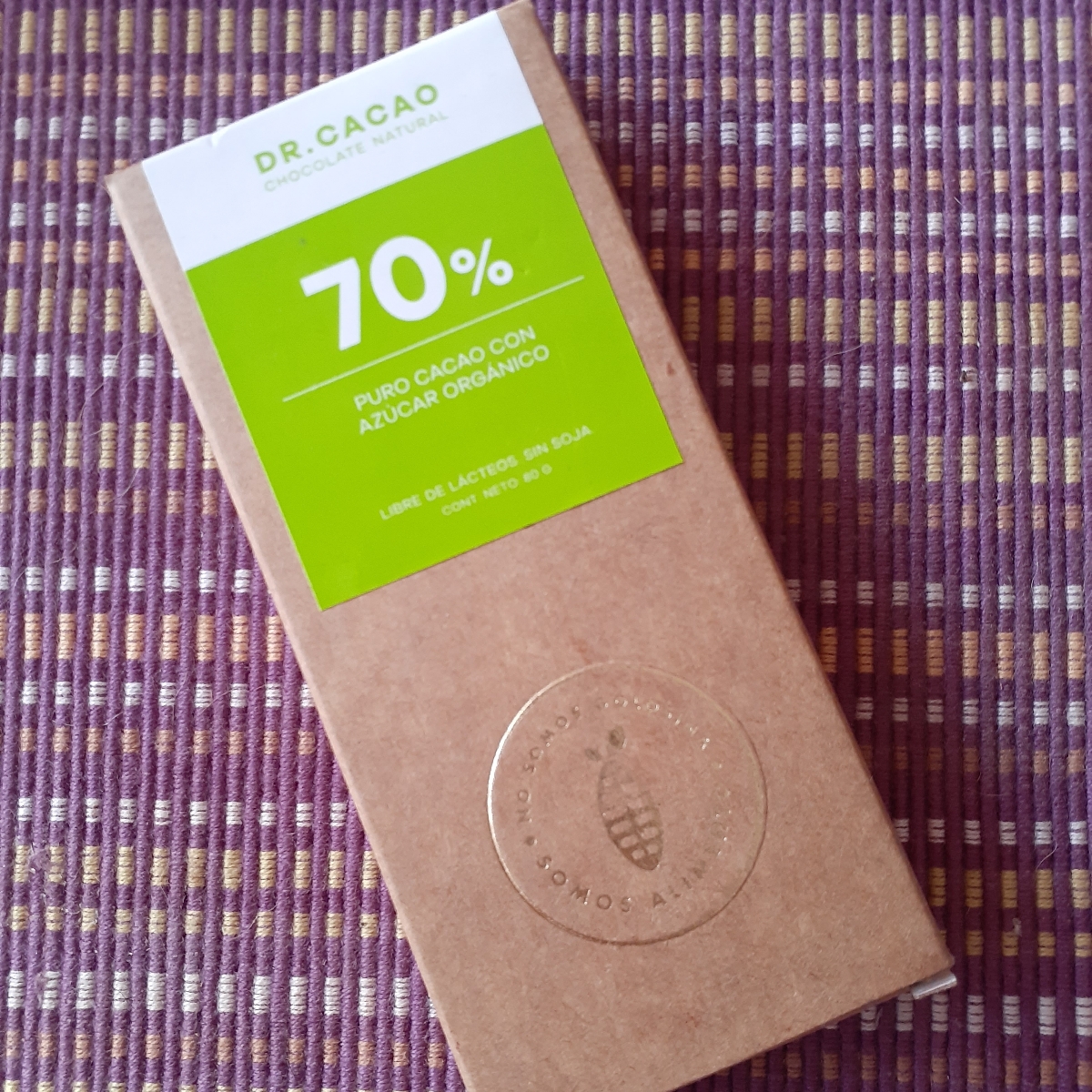Chocolate 70% Cacao con Azucar Organica from Dr. Cacao - Vegan Product ...
