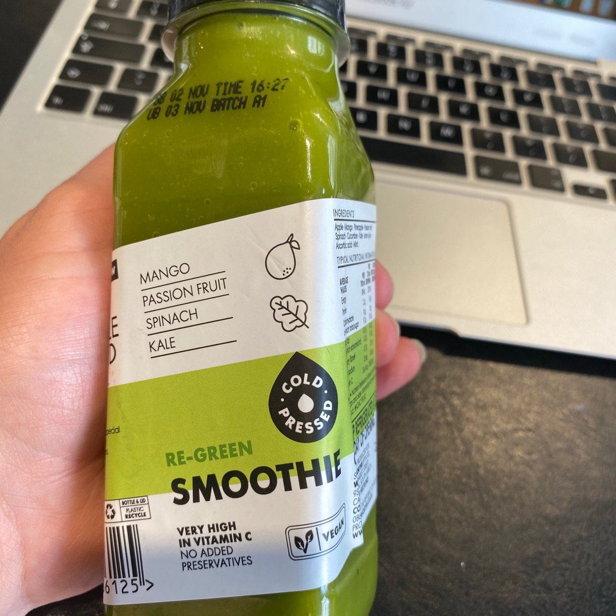 Green guru smoothie - mango passionfruit spinach kale from Woolworths ...