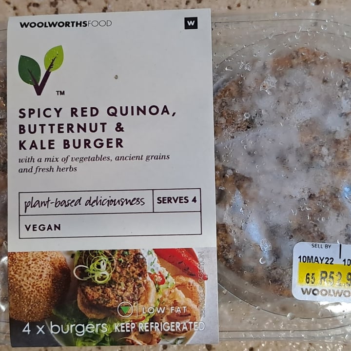 Woolworths Food Spicy Red Quinoa, Butternut and Kale burger Review ...