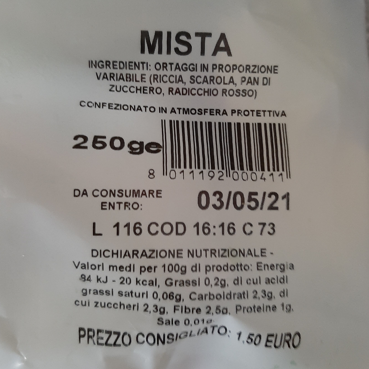 Insalata mista from Idal - Vegan Product Reviews & Ratings | abillion