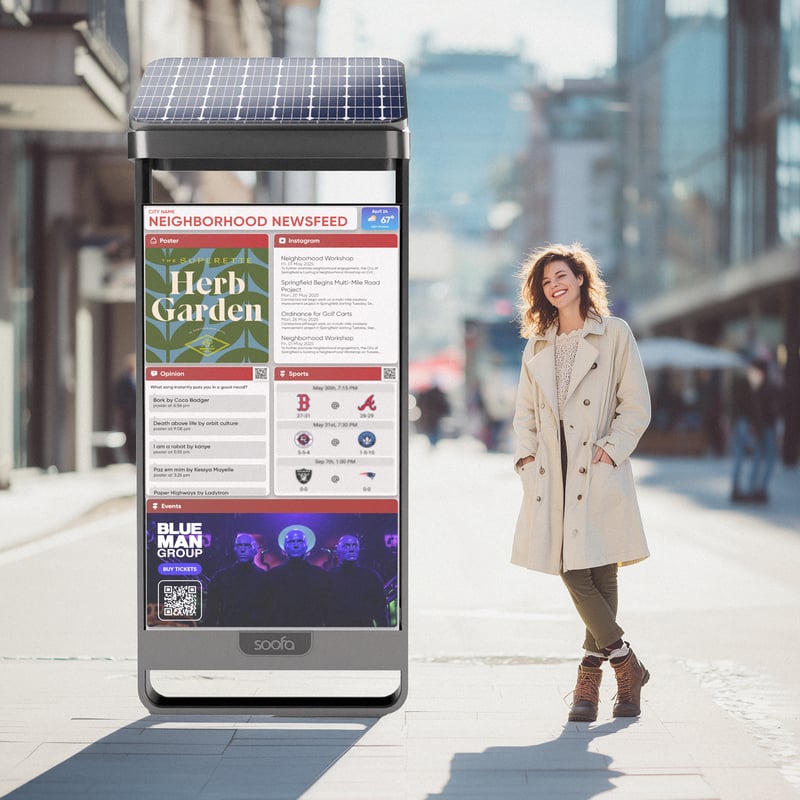 Soofa - Made for Smart Cities | ZerOOH™ Zero-Carbon Street Kiosks