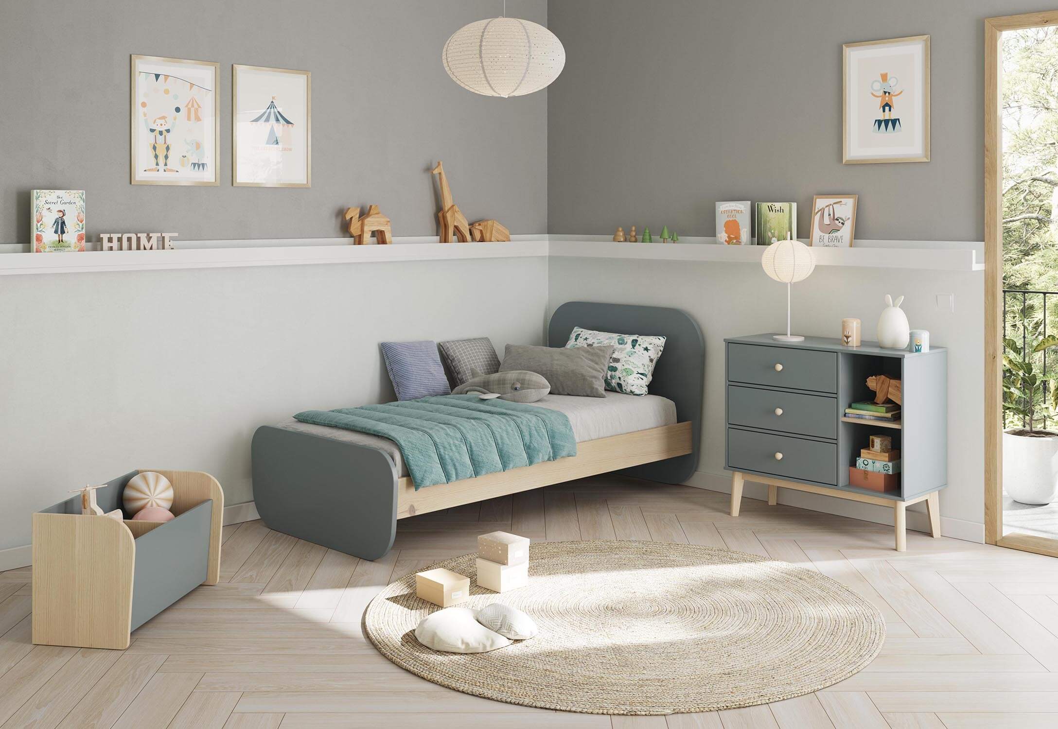 POSTEL DENNIS 90 X 200 CM ŠEDÝ BETON – muzza.cz