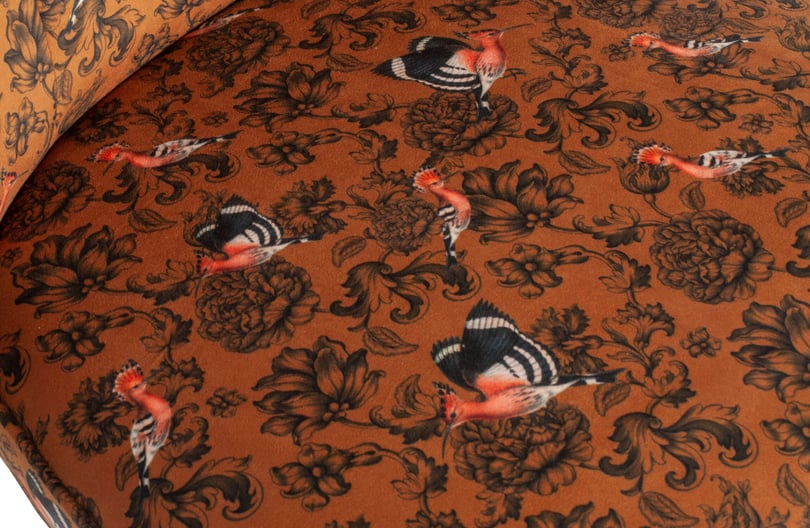 DVOUMÍSTNÁ POHOVKA SARA 110 CM SAMET POTISK S FÉNIXEM – muzza.cz