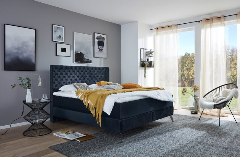 BOXSPRING POSTEL OLIVER 200 X 200 MODRÁ – muzza.cz