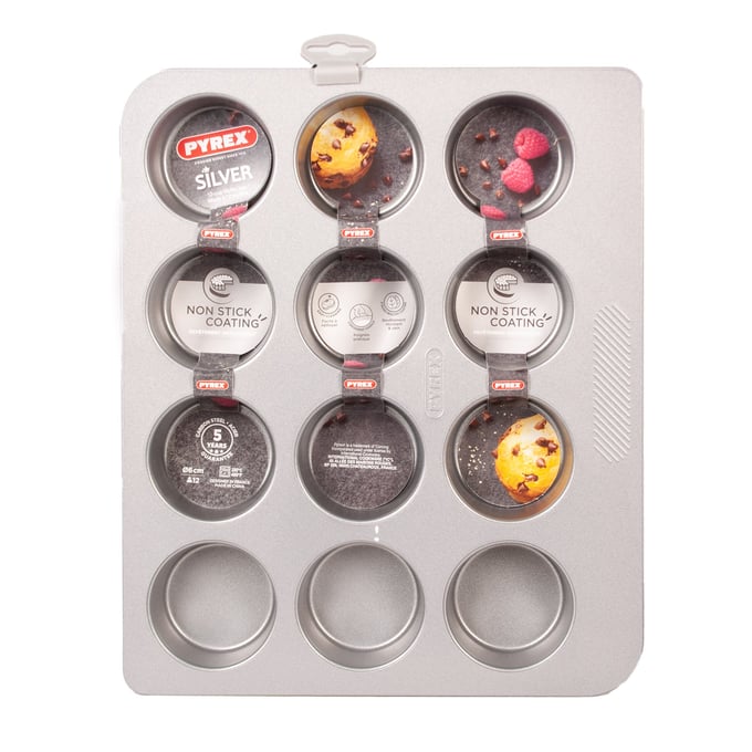 Pyrex Silver Muffin Tray X12 | Pastry Trays