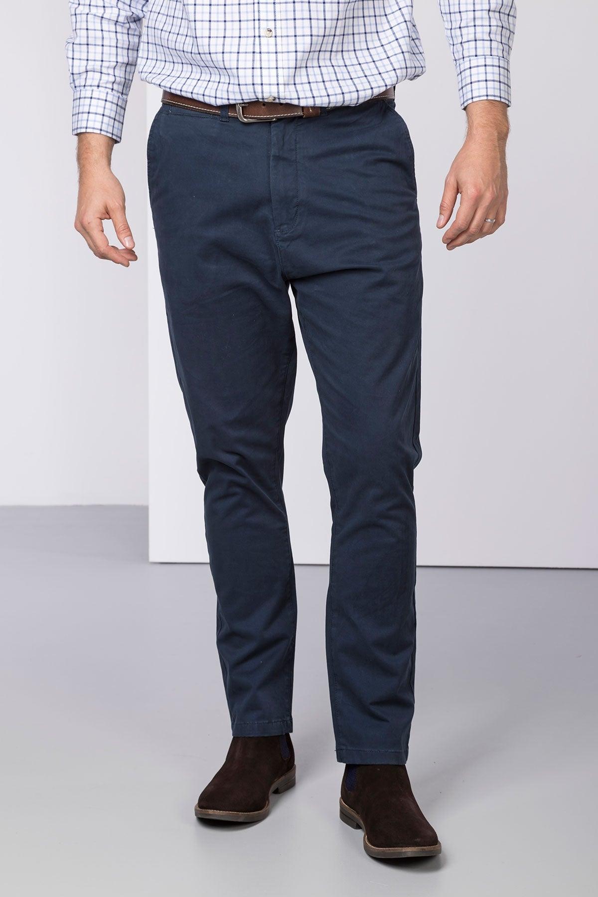 Mens Chino Trousers UK | Navy & Tan Chinos - Rydale