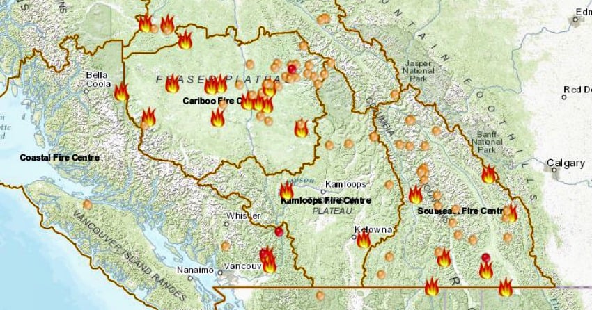 This interactive map shows all of B.C.'s wildfires
