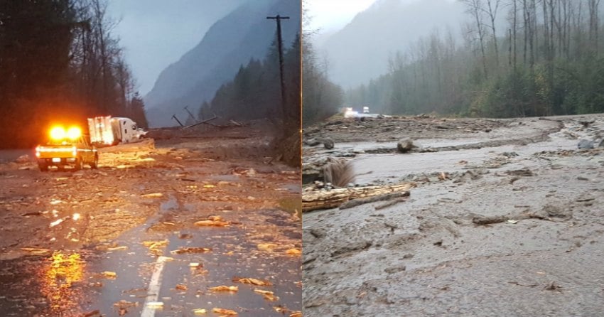 Two mudslides close Trans-Canada Highway between Hope and Chilliwack