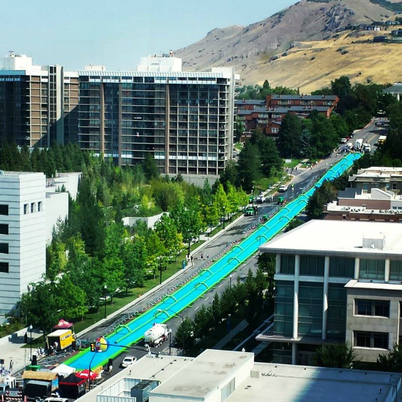 Massive Slip and Slide Takes Over Entire City Street