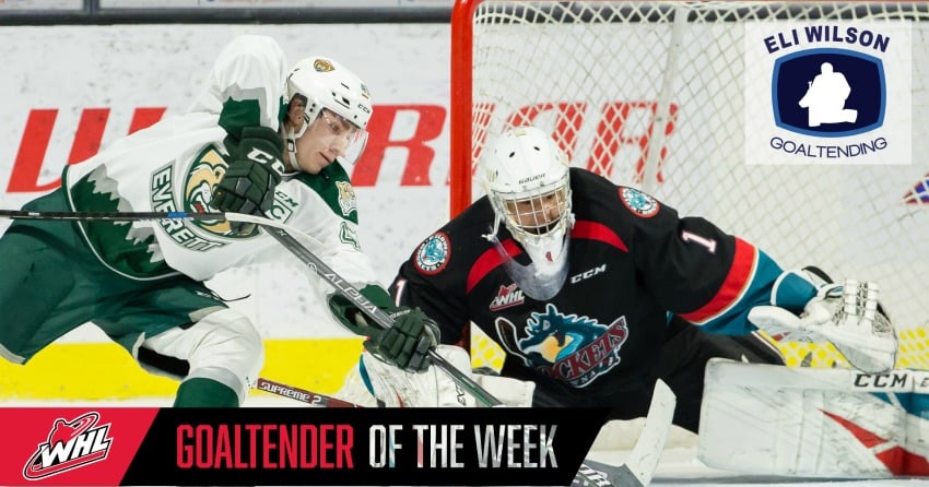 Rockets player named as WHL Eli Wilson Goaltending Goaltender of the Week
