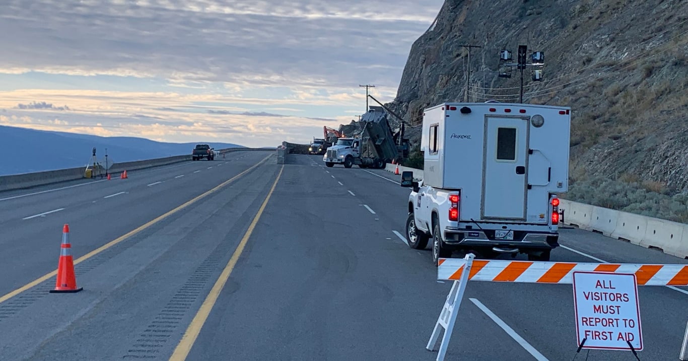 Hwy 97 will be closed at Summerland slide site for 2 hours today