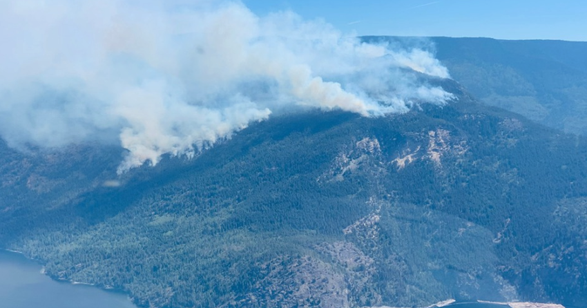 Wildfire burning in the Shuswap more than doubles in size since Sunday