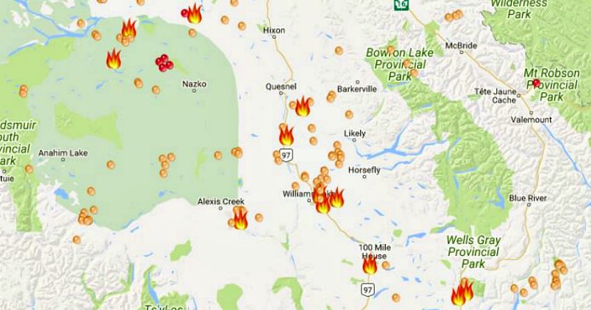 This interactive map shows all of B.C.'s wildfires