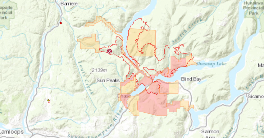 North Shuswap wildfires merge into volatile 41K hectare blaze, Hwy 1 ...