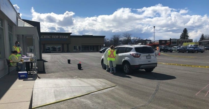 Drive-thru virus testing station set up at Capri Centre Mall