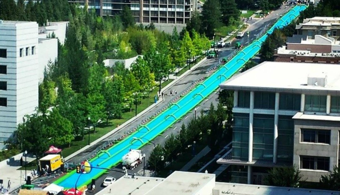 Massive Slip and Slide Takes Over Entire City Street