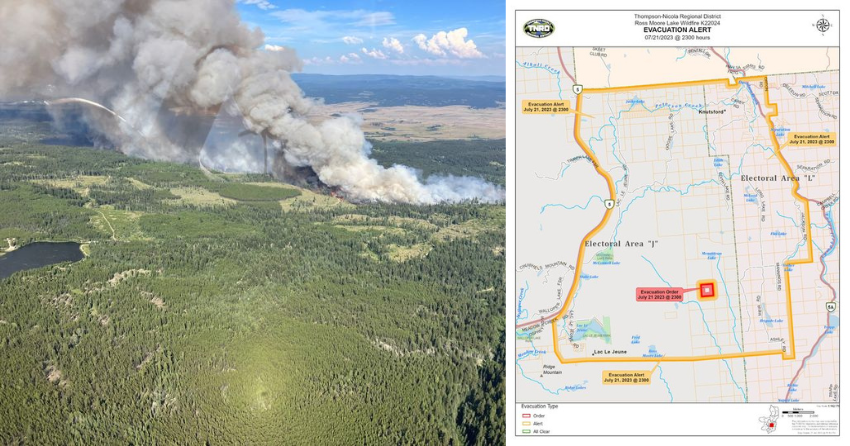 UPDATE: Wildfire south of Kamloops grows to 450 hectares