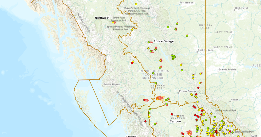 UPDATE: The 2 remaining fires of note in the PG and Cariboo regions are ...