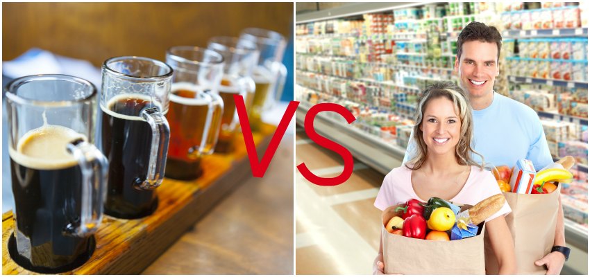 Someone Has Mapped the Number of Bars VS Grocery Stores in America