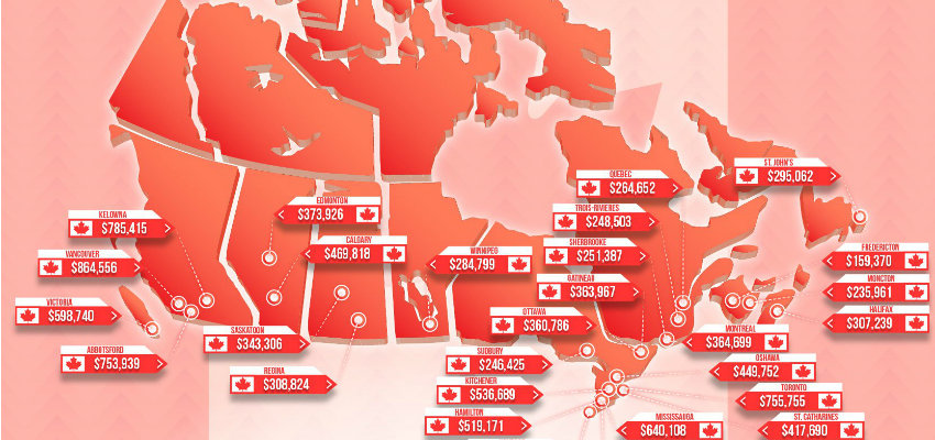 Map shows average house prices in cities across Canada