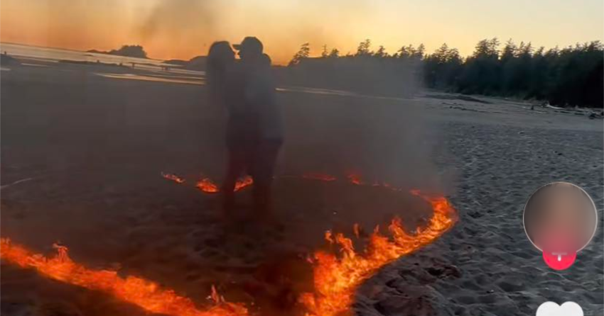 Video being investigated after heart-shaped fire lit on beach in Tofino